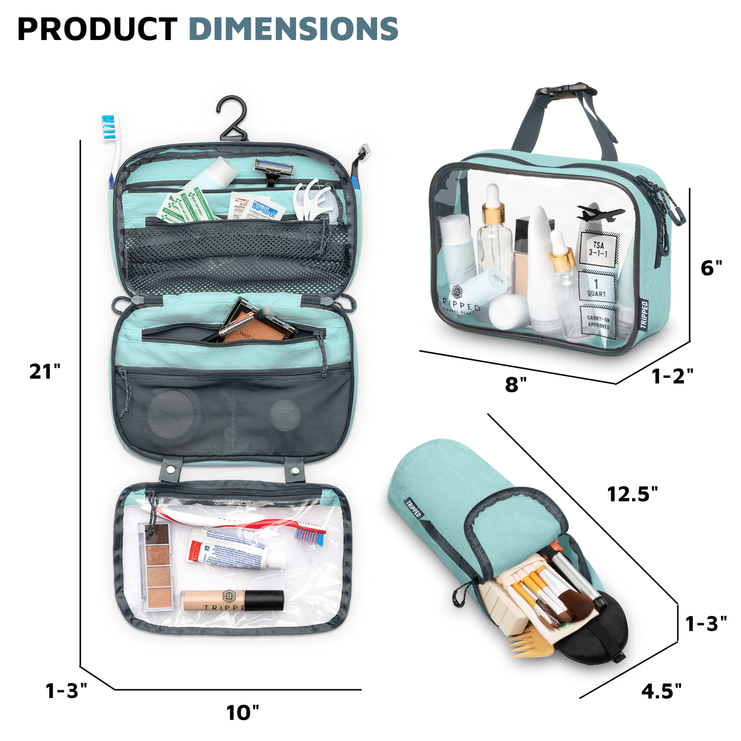 Travel Toiletry Bag Makeup Set for Men and Women Essentials – Tripped ...