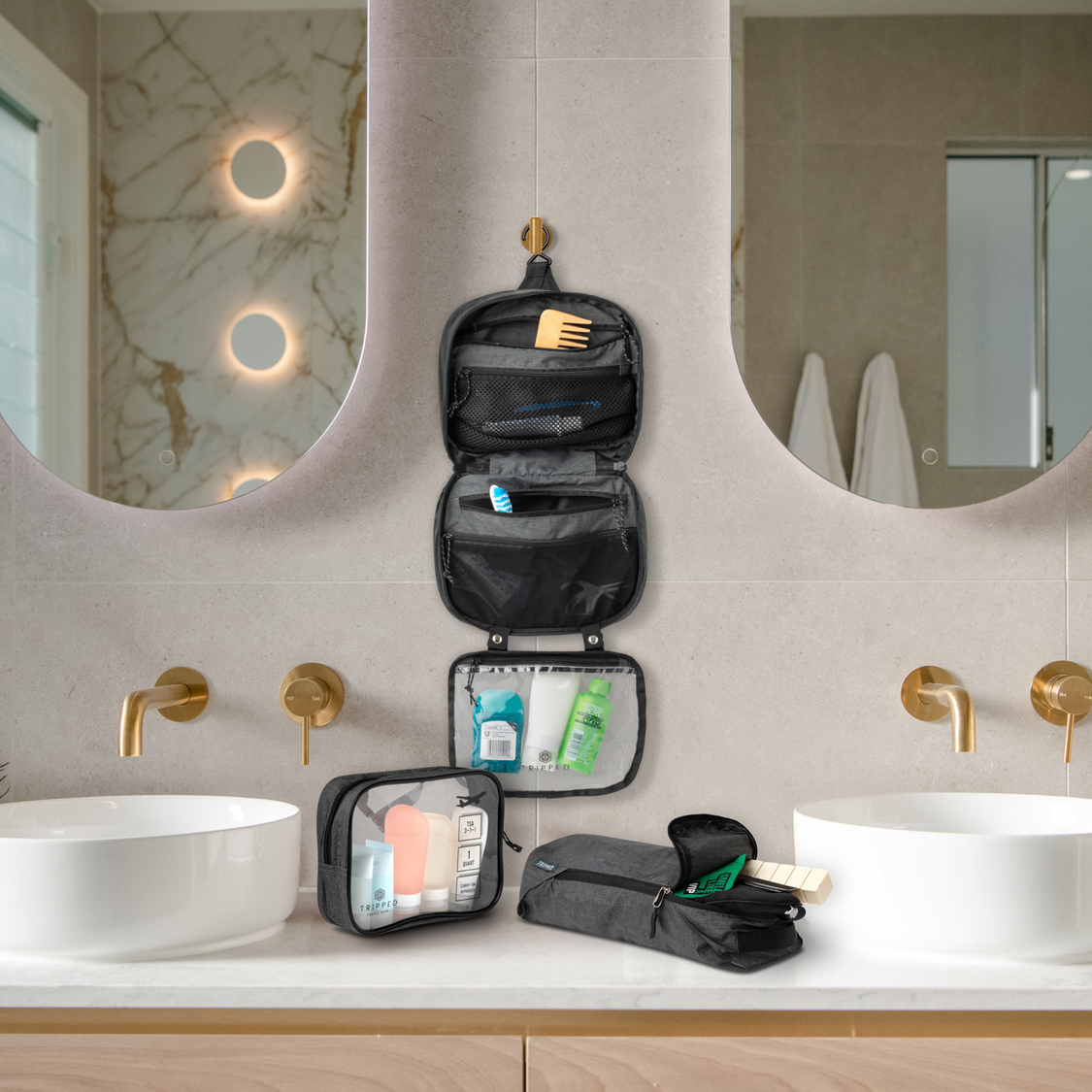 Travel Toiletry Bag Makeup Set for Men and Women Essentials – Tripped ...